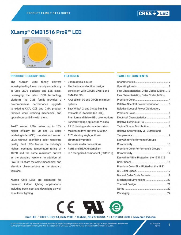 CMB1516 Pro9 datasheet page 1