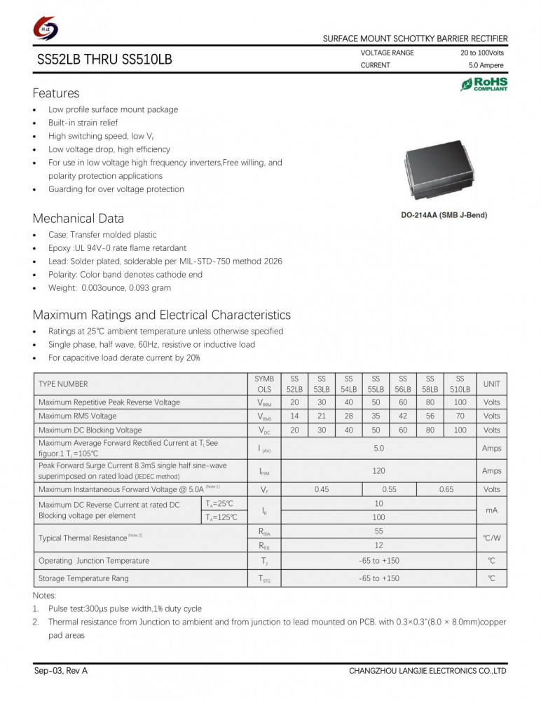 SS56LB datasheet page 1