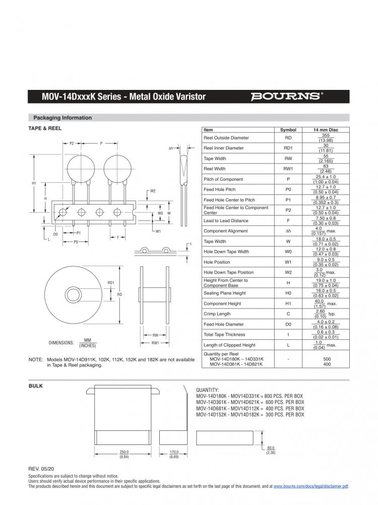 BOURNS MOV-14DxxxK datasheet page 4