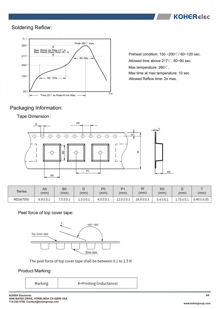 KOHERelec MDSA7050 datasheet page 4
