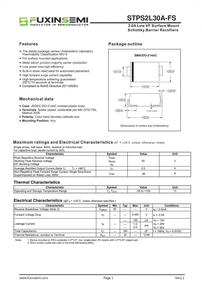 STPS2L30A-FS datasheet page 1