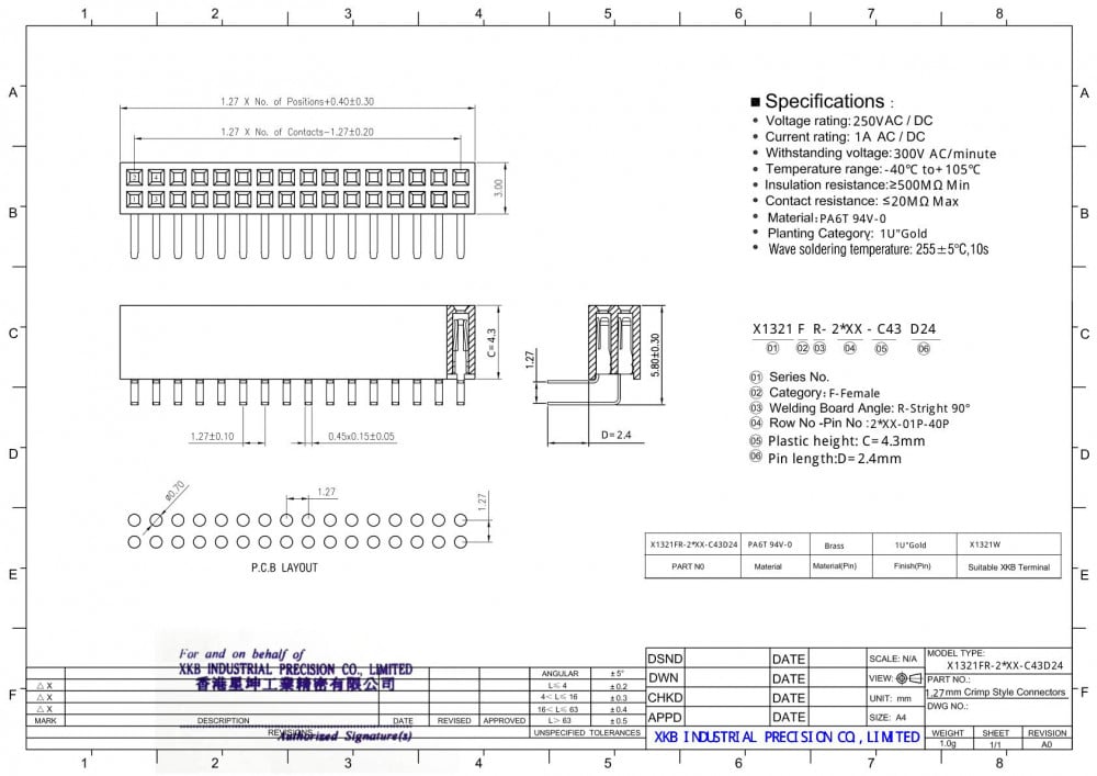 X1321FR-2x15-C43D24 technical drawing