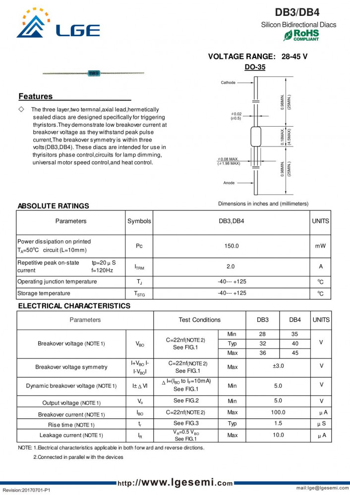 LGE DB4 datasheet page 1
