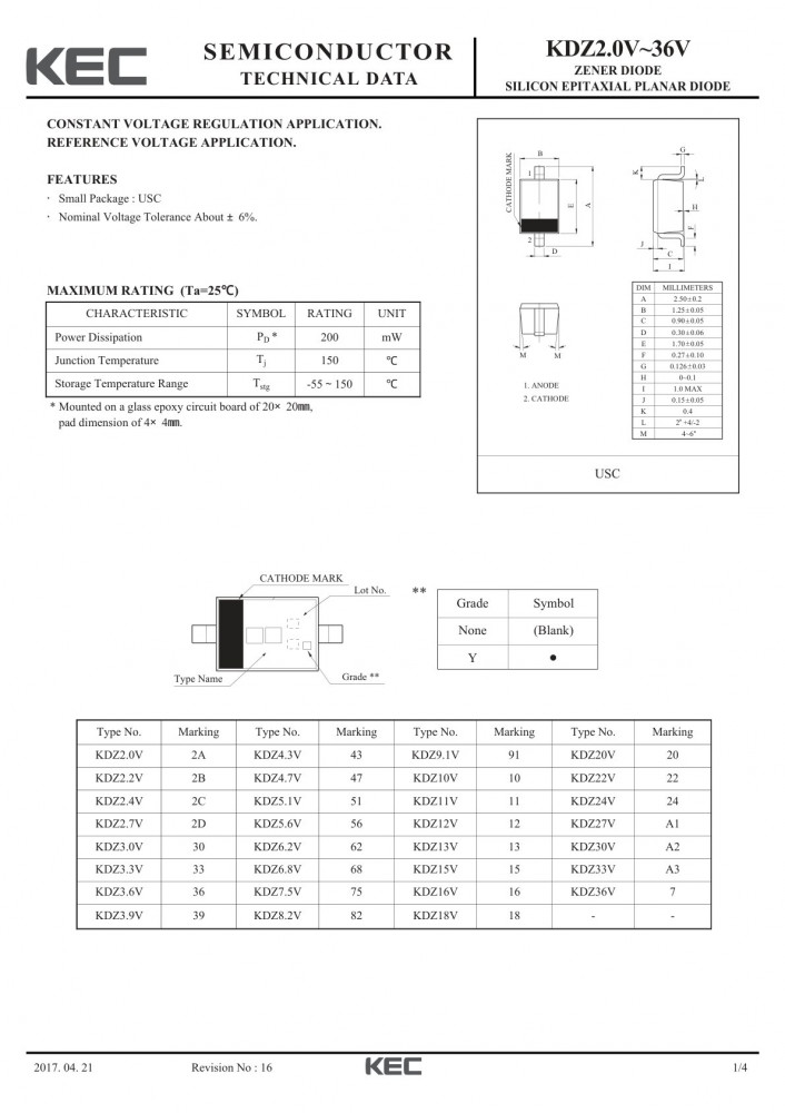 KEC KDZ series datasheet page 1