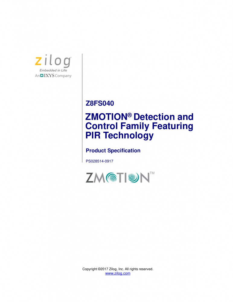 Z8FS040 product specification document page 1