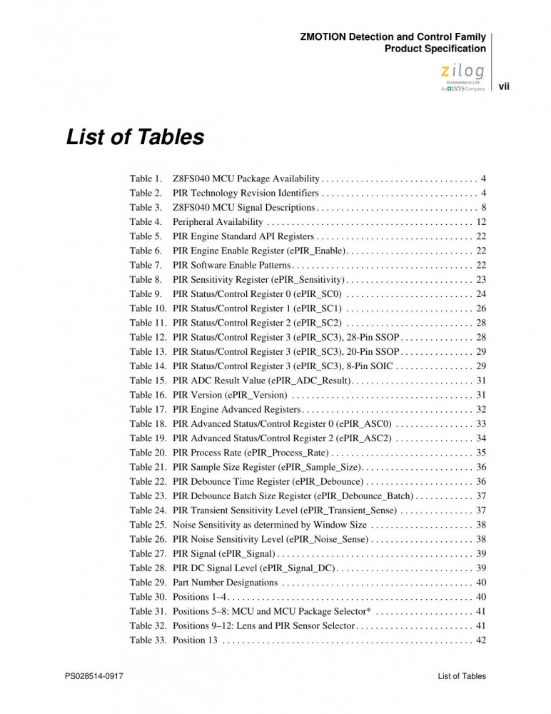 Z8FS040 product specification document page 7
