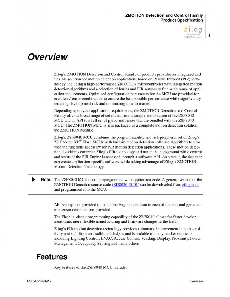 Z8FS040 product specification document page 9