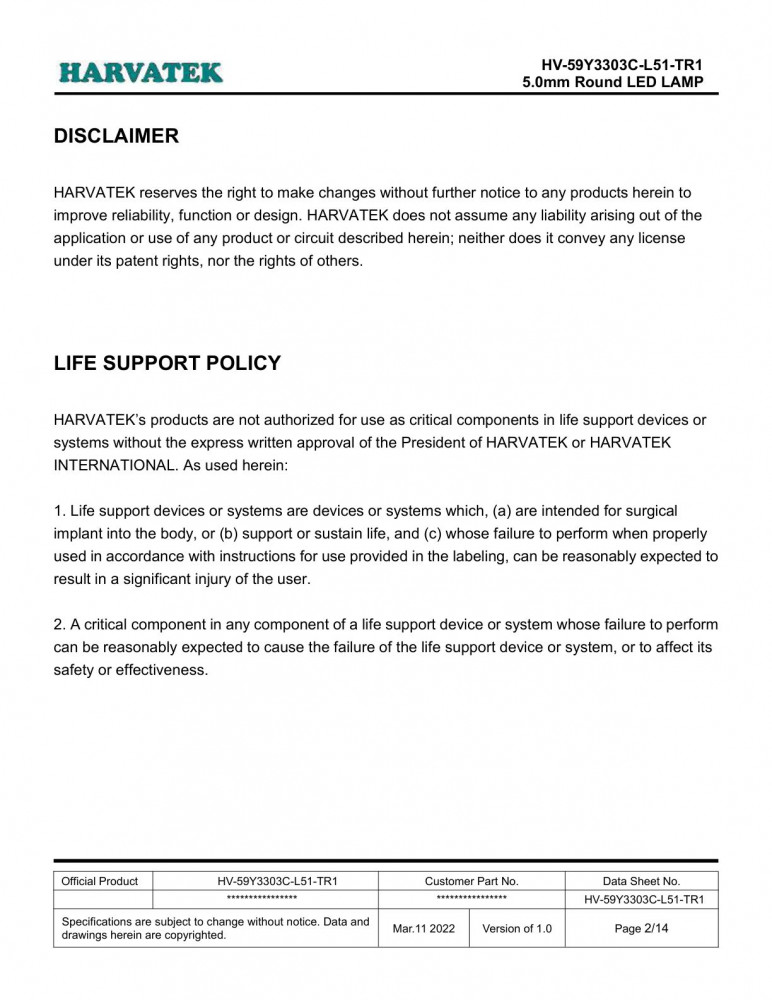HV-59Y3303C-L51-TR1 datasheet page 2