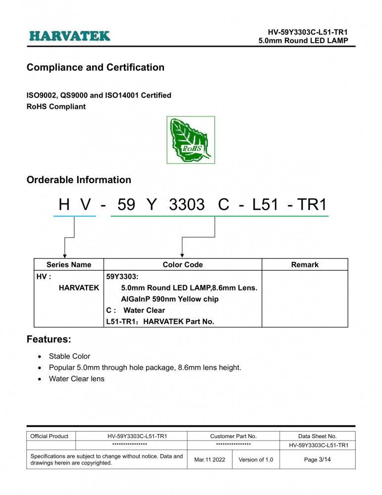 HV-59Y3303C-L51-TR1 datasheet page 3