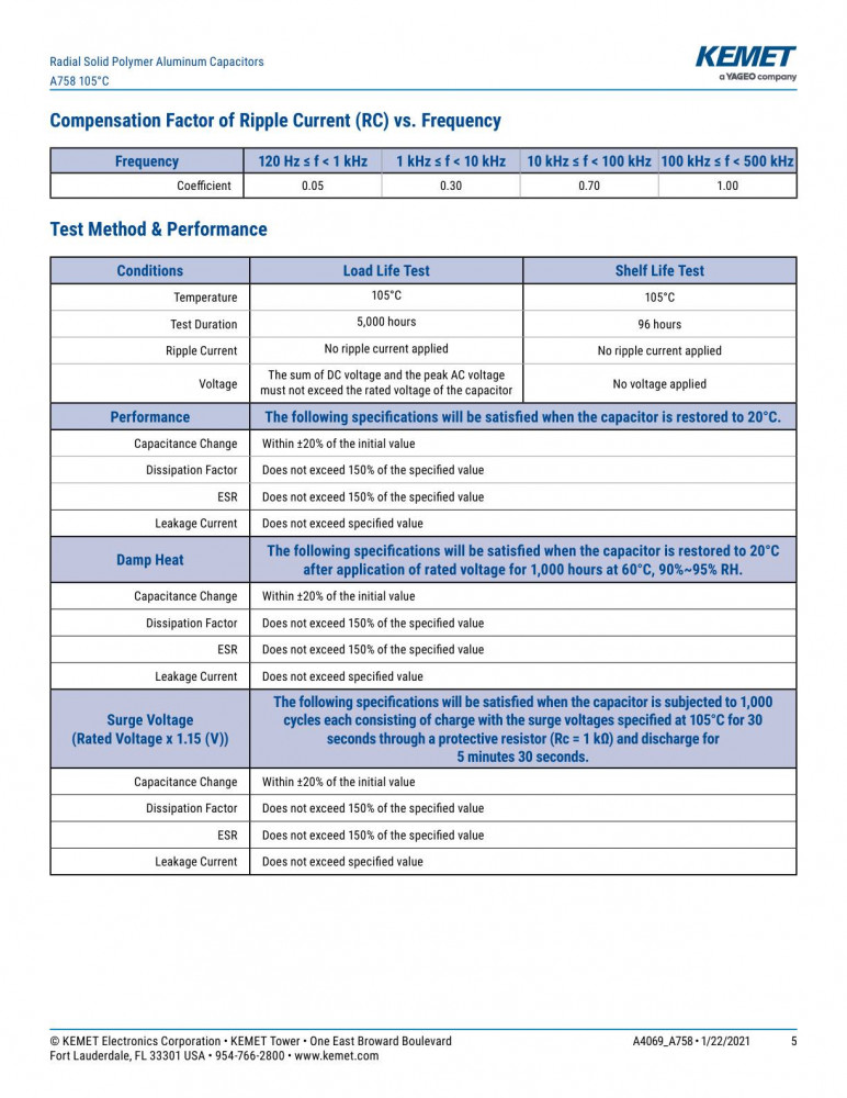 KEMET A758 datasheet page 5