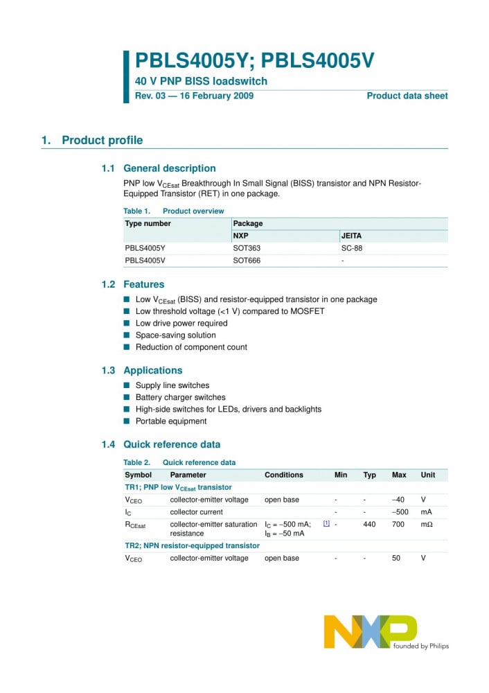 PBLS4005Y datasheet page 2
