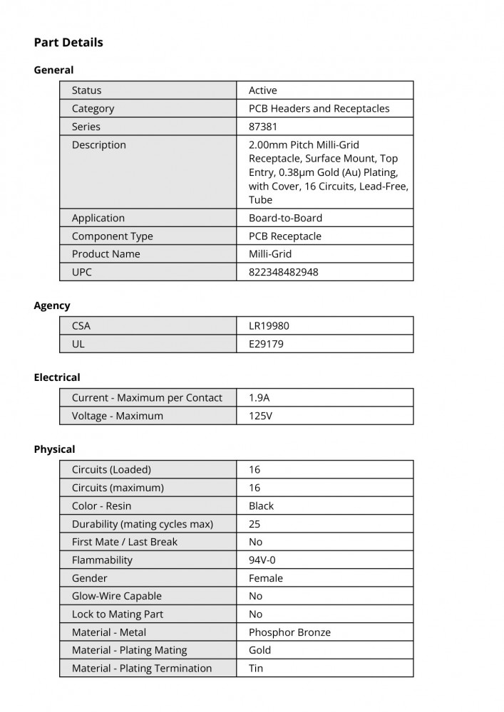 MOLEX 873811664 technical document preview, page 2