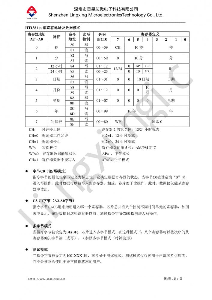 HT1381(LX) datasheet page 6
