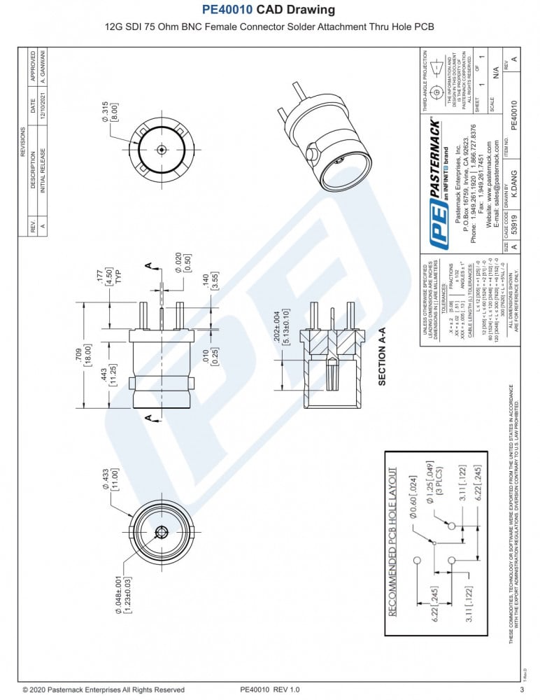 PASTERNACK PE40010 datasheet page 3