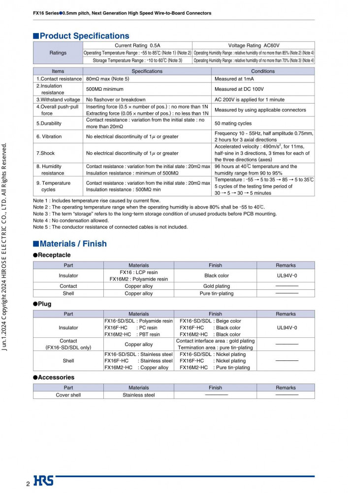 HRS FX16 datasheet page 2