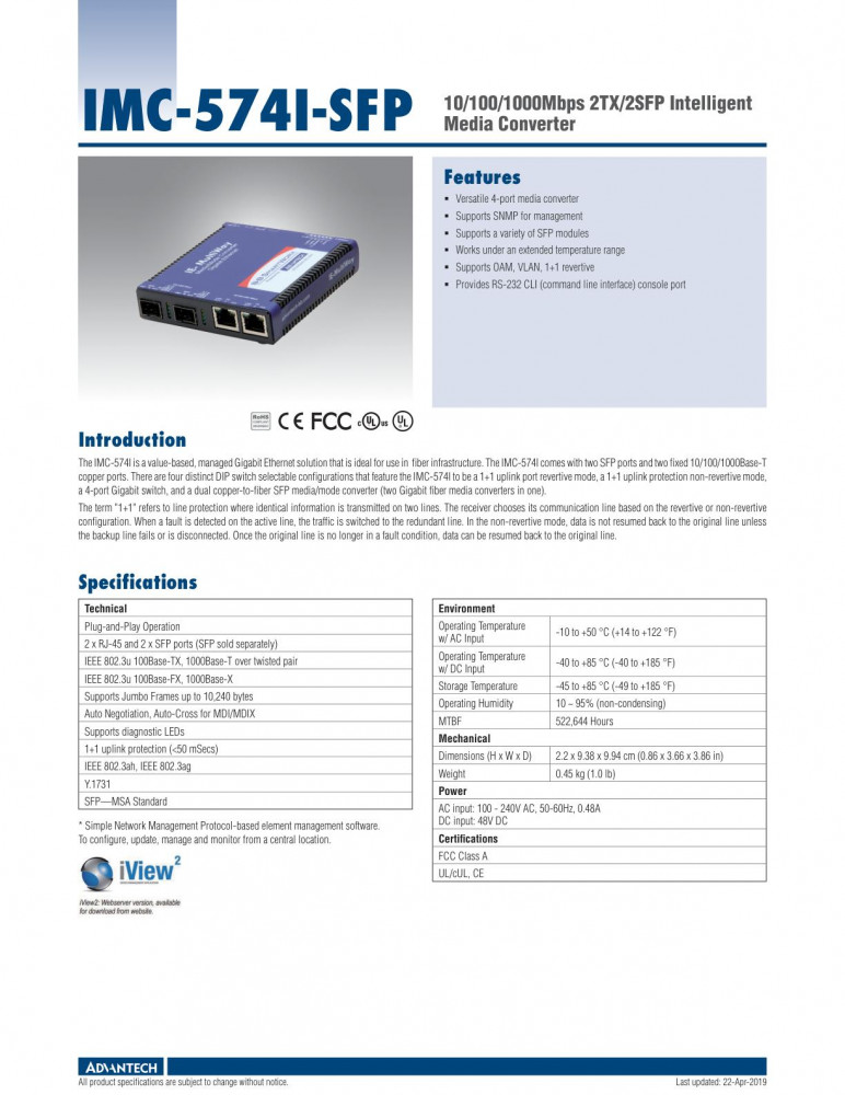 IMC-574I-SFP-PS product document page 1