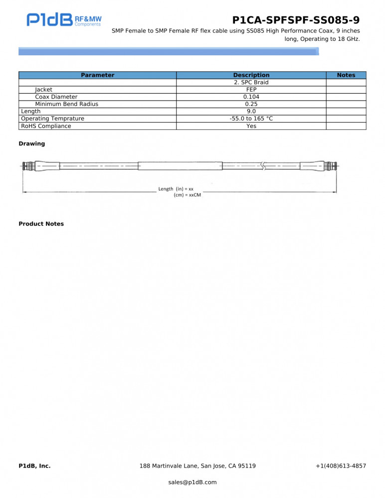 P1CA-SPFSPF-SS085-9 product documentation page 2