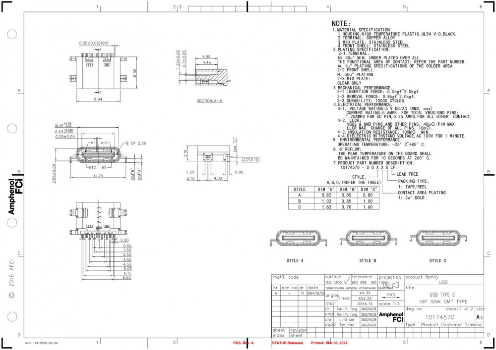 Amphenol 10174570 customer drawing page 1