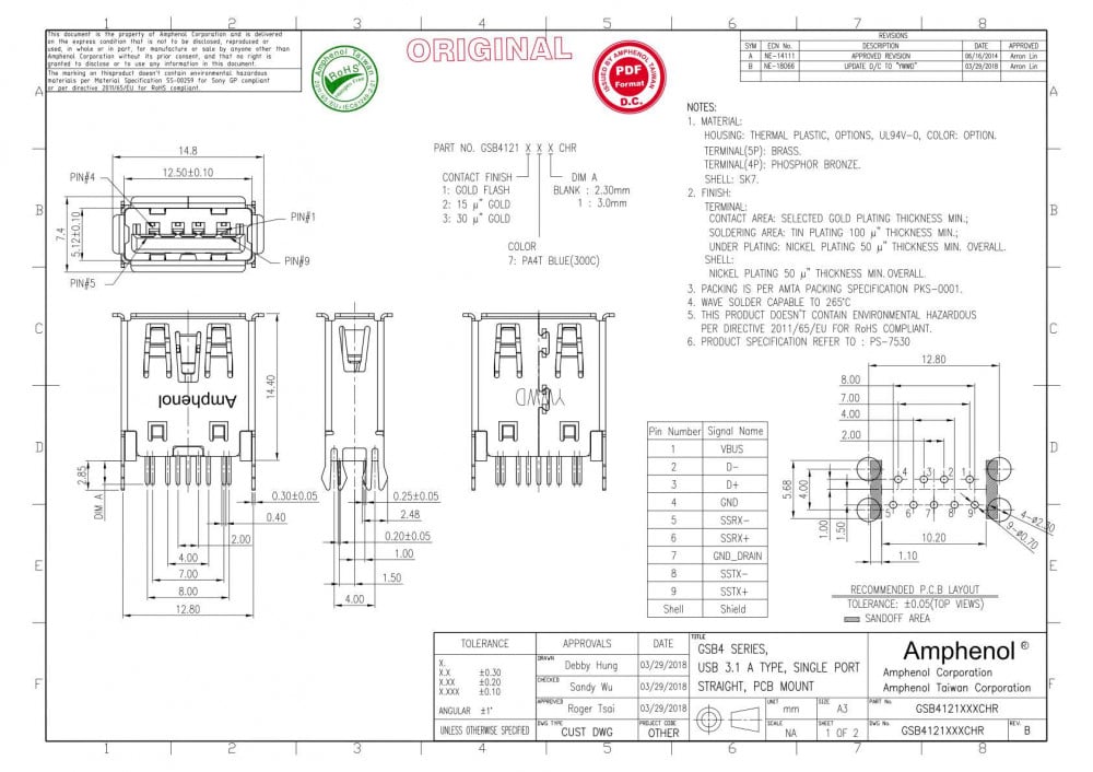 Amphenol GSB412137CHR drawing page 1