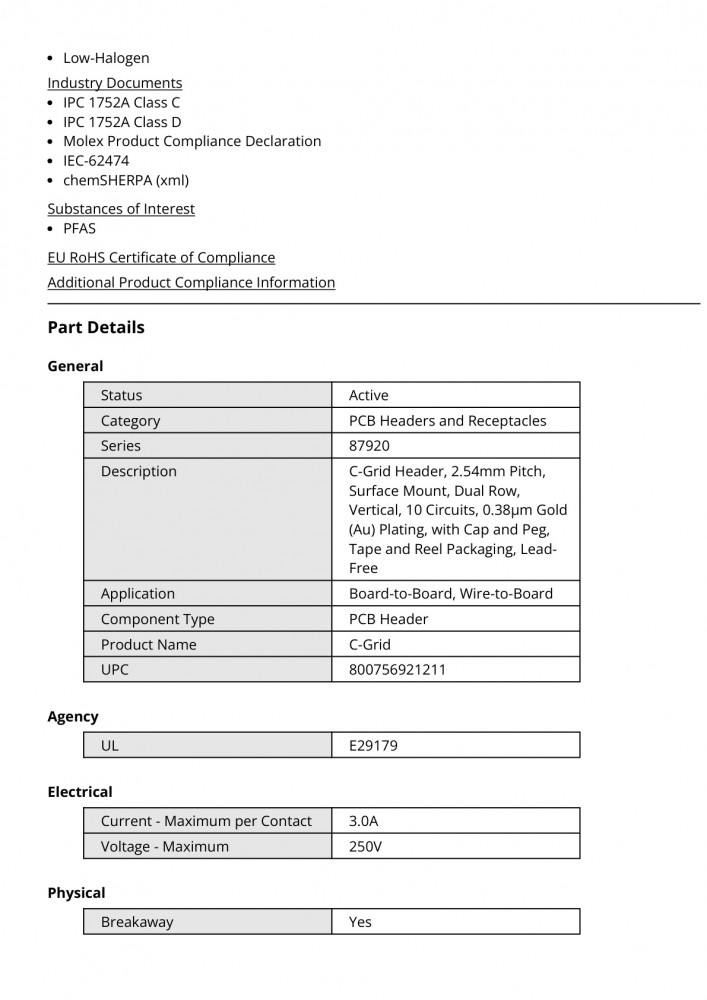 MOLEX 879201034 technical document image 2