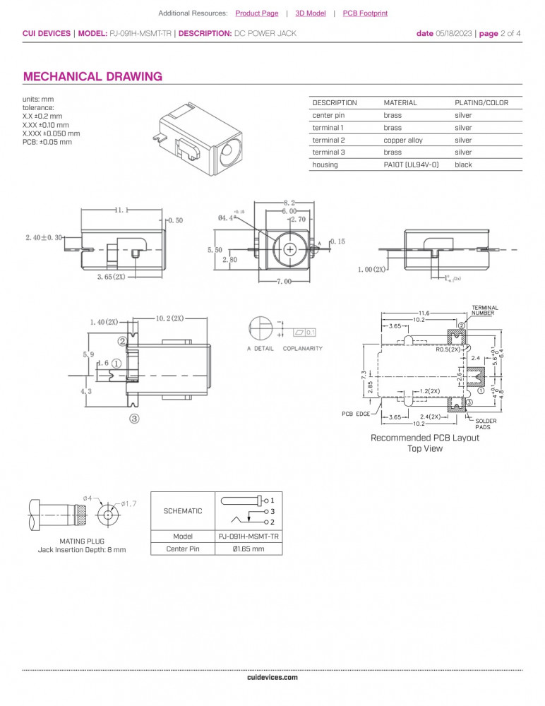 PJ-091H-MSMT-TR datasheet page 2