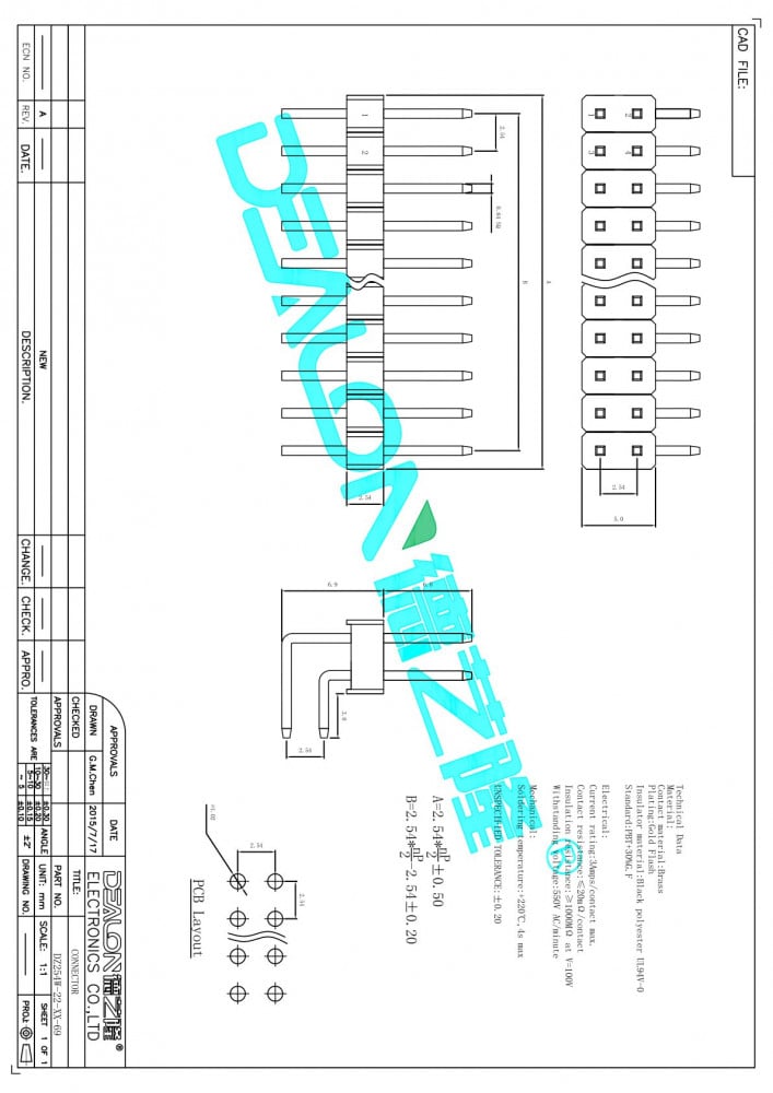 DEALON DZ254W-22-14-69 connector drawing
