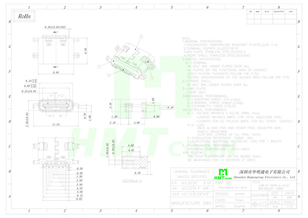 TYPE-C60230-511-SC16 technical drawing page 1
