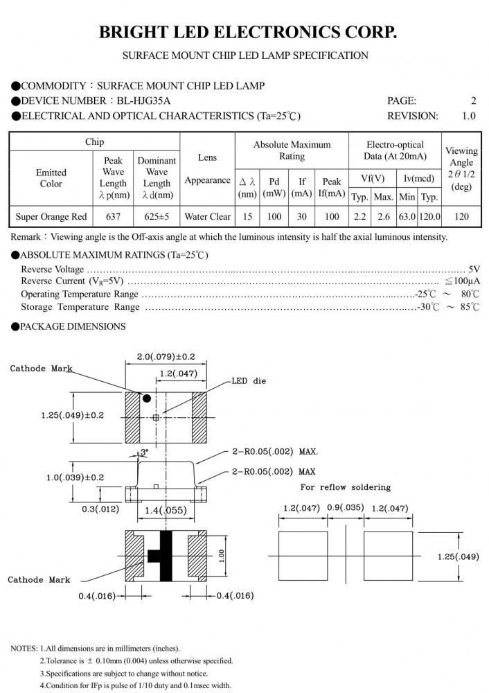 BL-HJG35A-TRB datasheet page 1