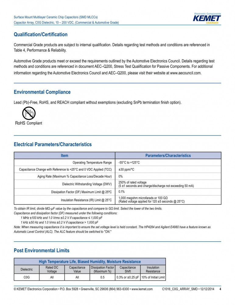 KEMET capacitor array datasheet page 4