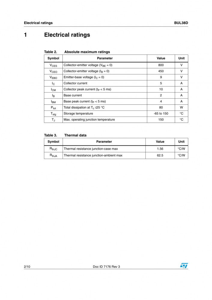 BUL38D datasheet page 2