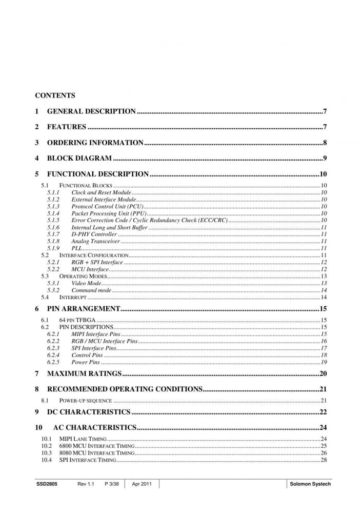 SSD2805 datasheet page 3