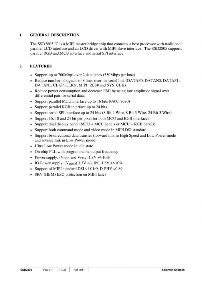 SSD2805 datasheet page 7