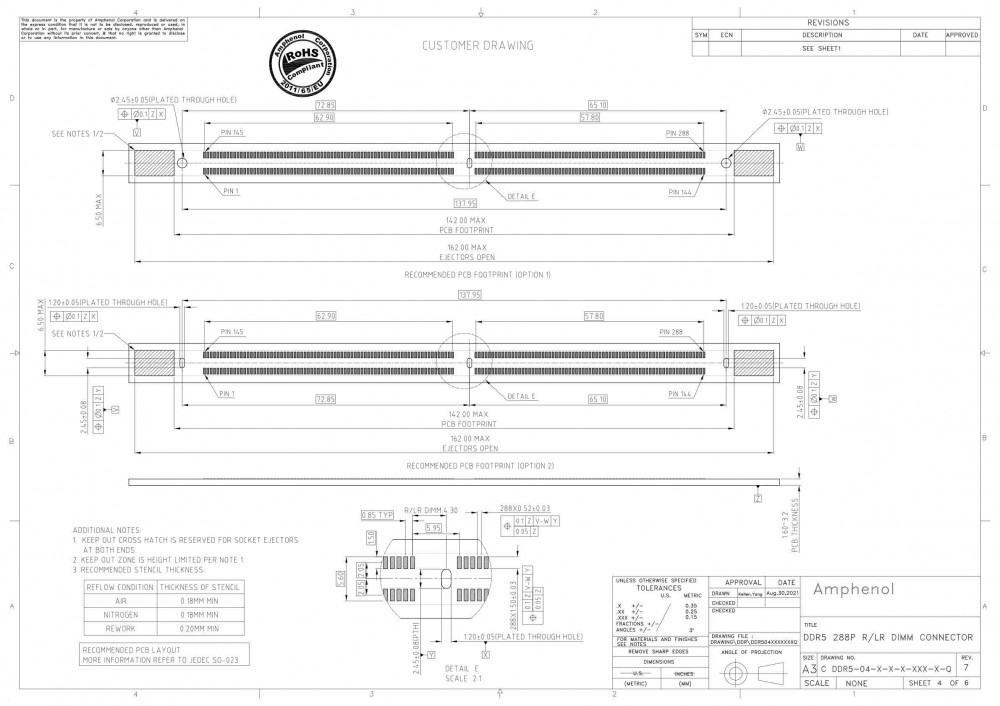 DDR5 288-pin DIMM connector drawing, page 4