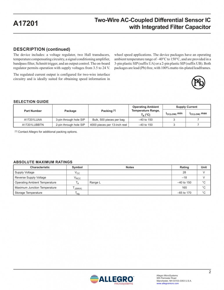 AR17201 datasheet page 2