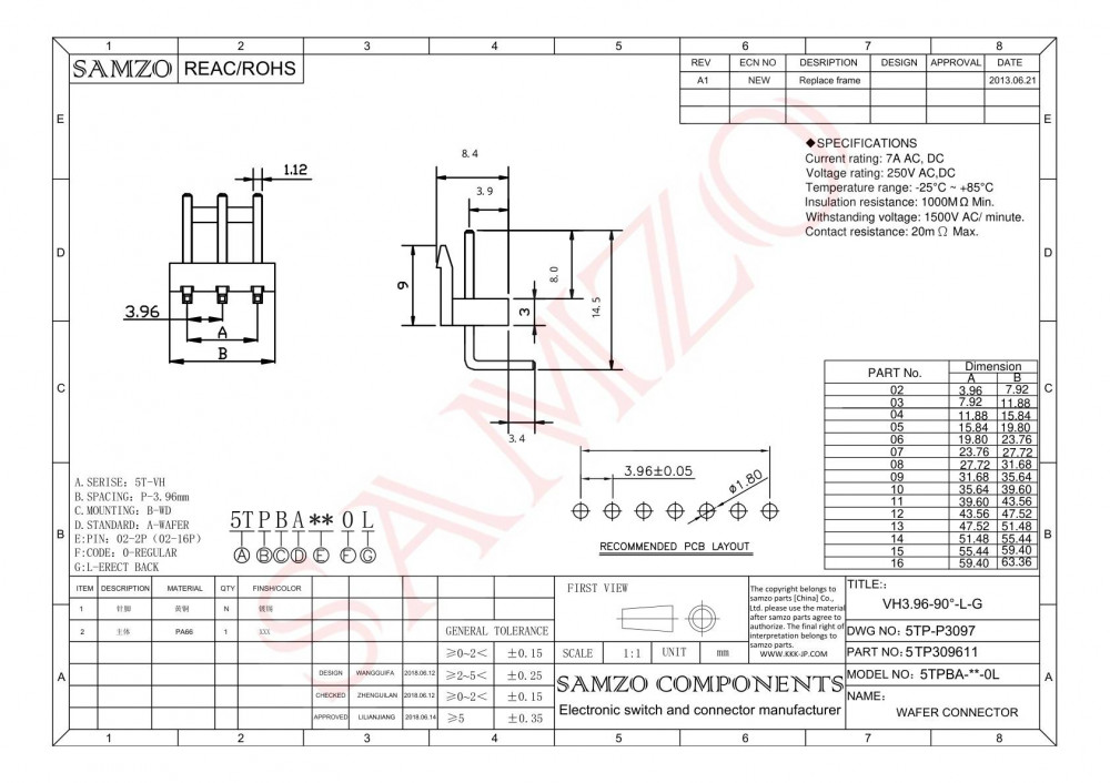 SAMZO 5TPBA040L technical drawing and specifications