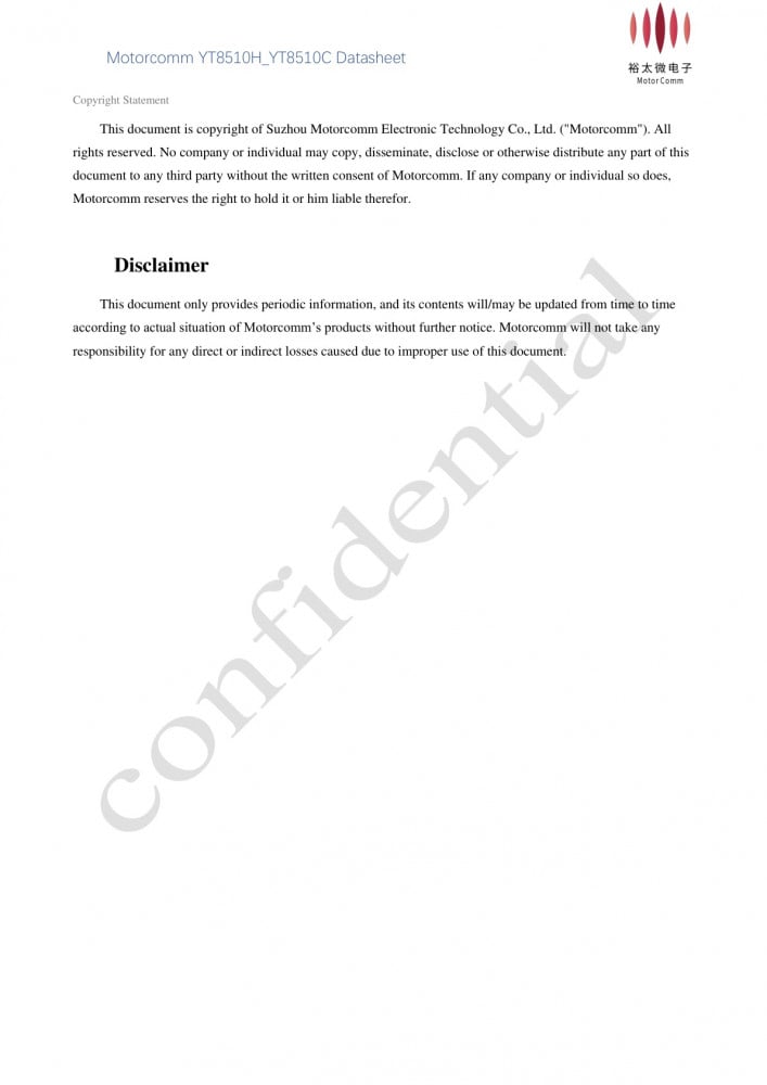 YT8510C datasheet page 2