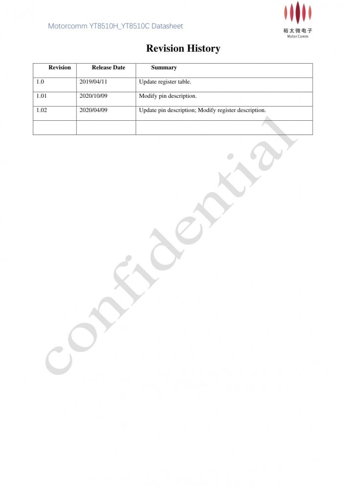 YT8510C datasheet page 3