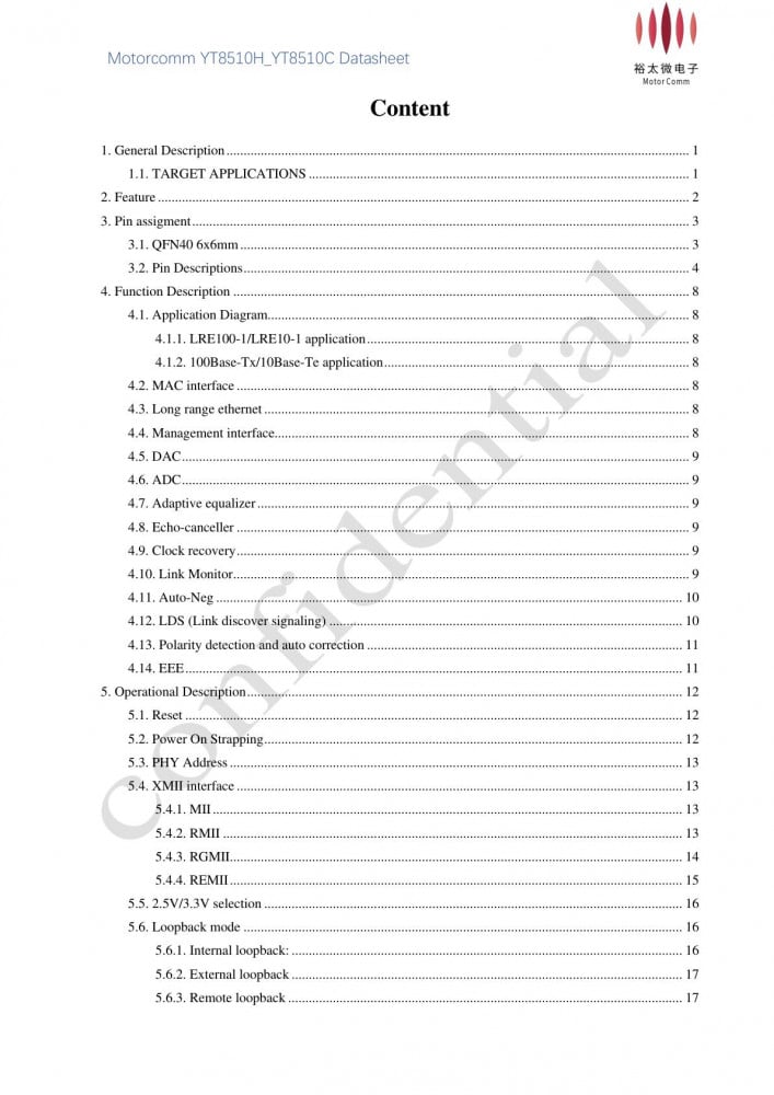 YT8510C datasheet page 4