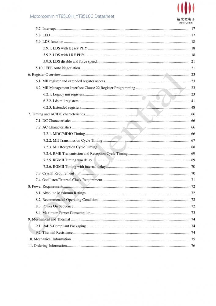 YT8510C datasheet page 5