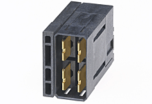 Impact 4 Pair, Right-Angle Power Receptacle, 2 Modules with Left Hold-Down, Press-Fit, LCP, Glass Filled UL94-V0, Black, Tray Packaging, Lead-Free