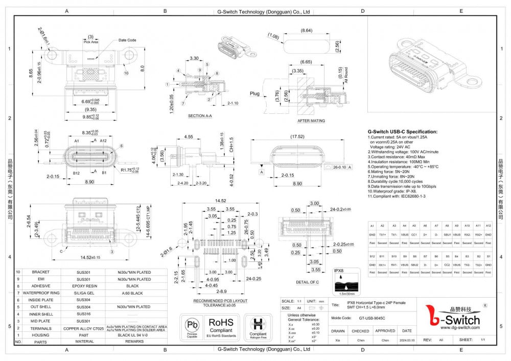 GT-USB-9045C technical document preview