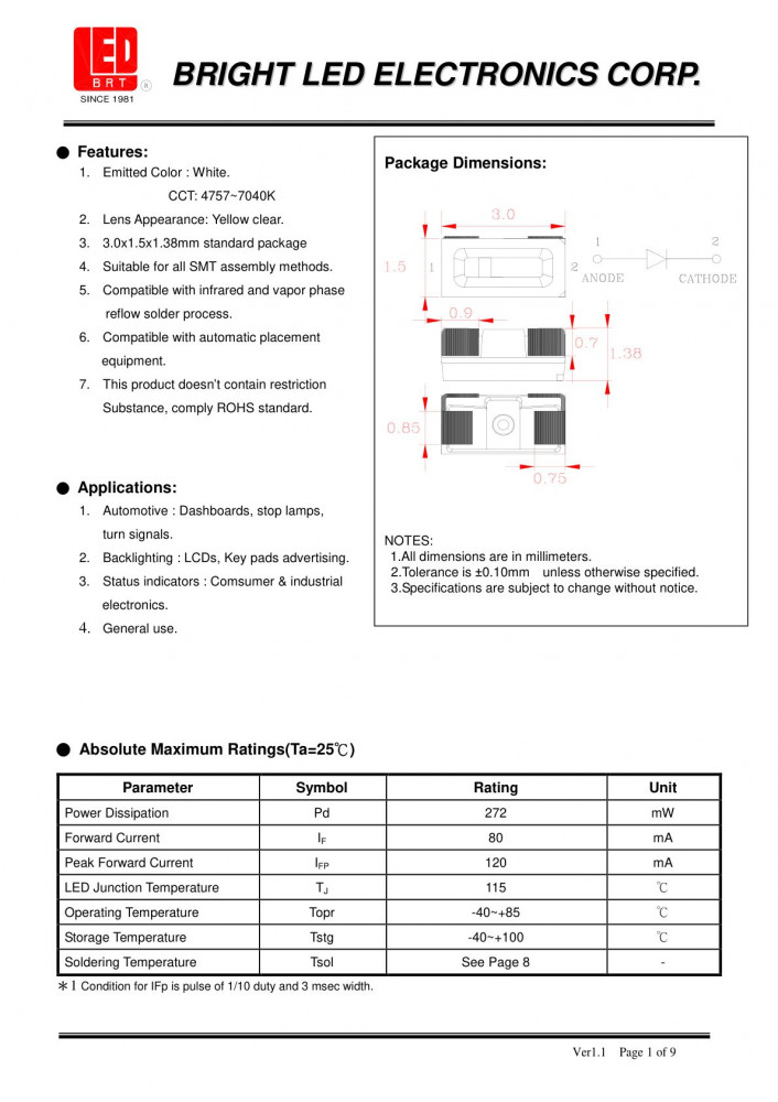 BL-3014A10-R80 specification page 2