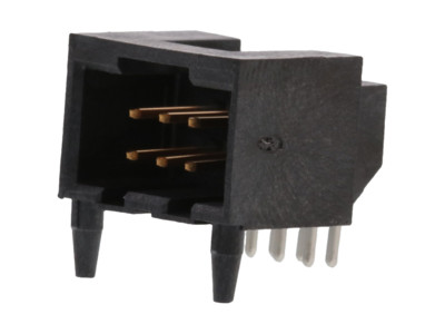 C-Grid PCB Receptacle, 2.54mm Pitch, Through Hole, Dual Row, Right-Angle, Shrouded, High-Temperature, 6 Circuits, 0.38µm Gold (Au) Plating, with Pegs for sale