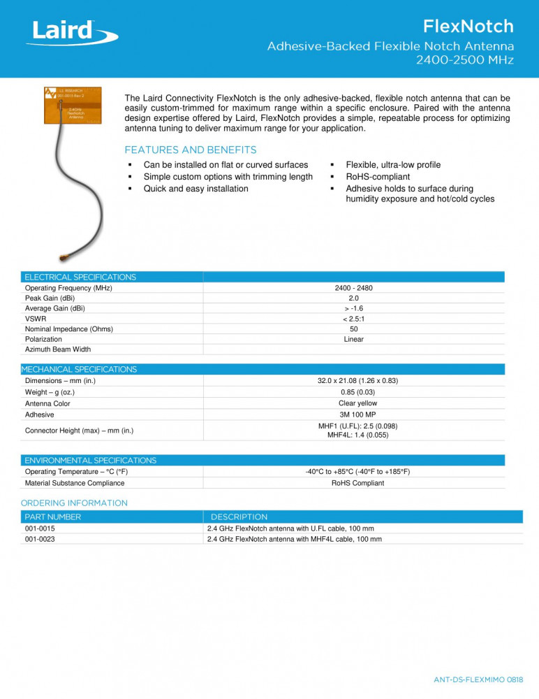 Laird FlexNotch technical document page 1