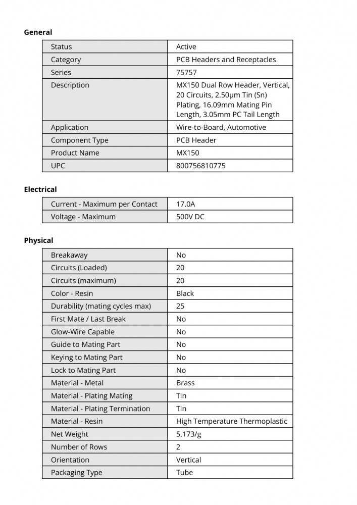 MOLEX 757575101 technical document page 2