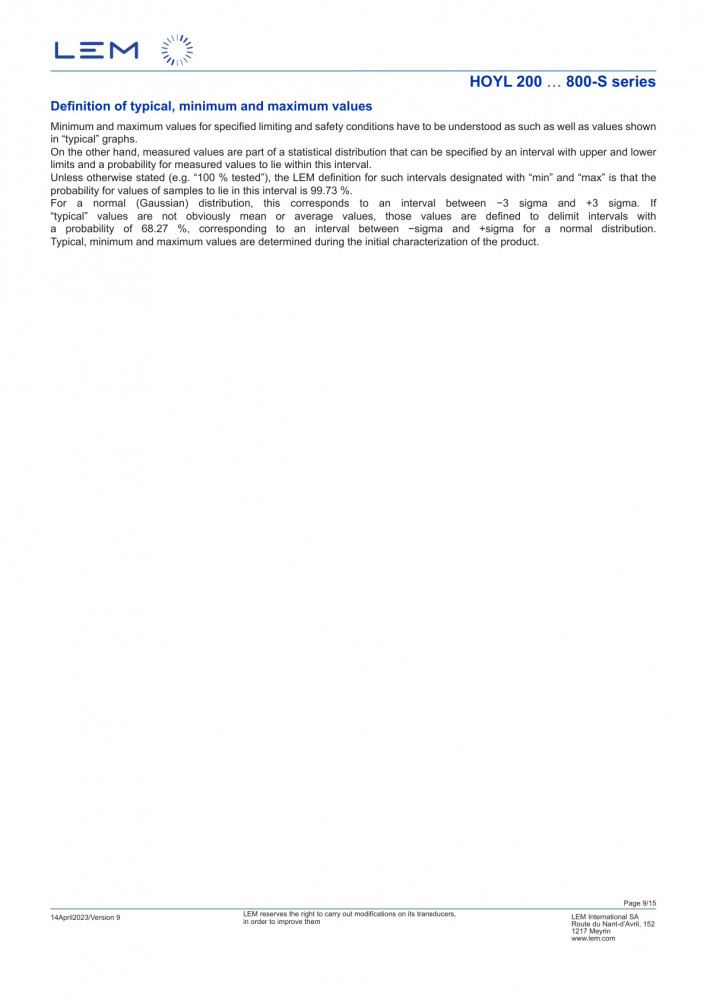 HOYL-S datasheet page 9