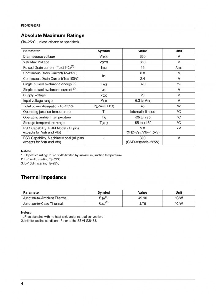 FSDM07652RB datasheet page 5