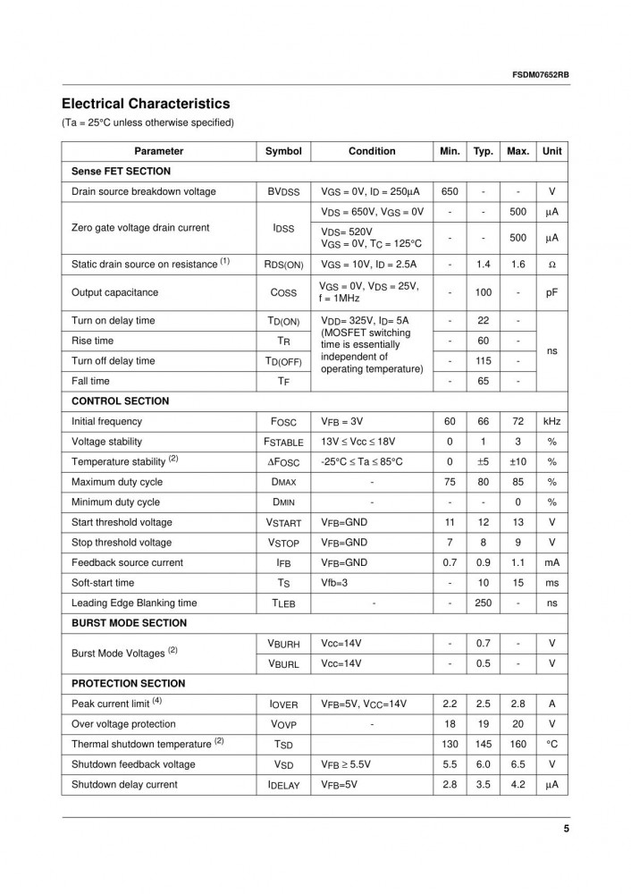 FSDM07652RB datasheet page 6