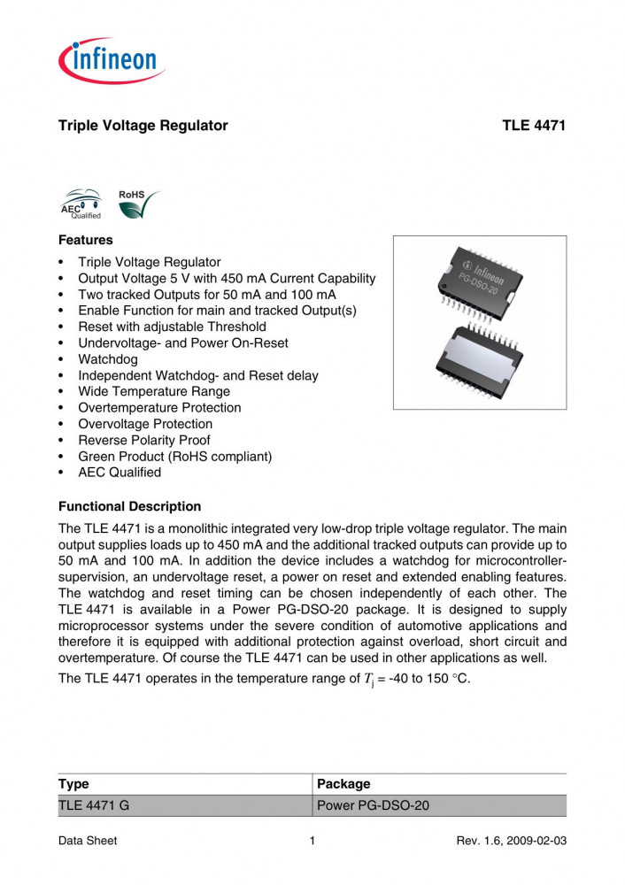 TLE4471 datasheet page 1