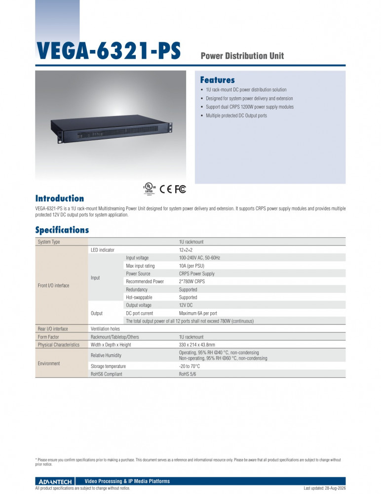 VEGA-6321-PS product documentation, page 1